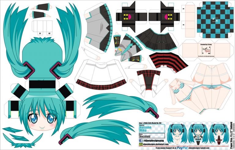 Printable Hatsune Miku Papercraft - Printable Papercrafts - Printable ...