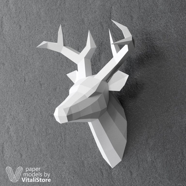 Papercraft Deer Deer Papercraft Diy Paper Sculpture Wall Decor ...