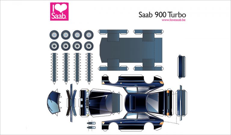Papercraft Vehicles Saab 900 Turbo Vehicle Papercraft - Printable ...