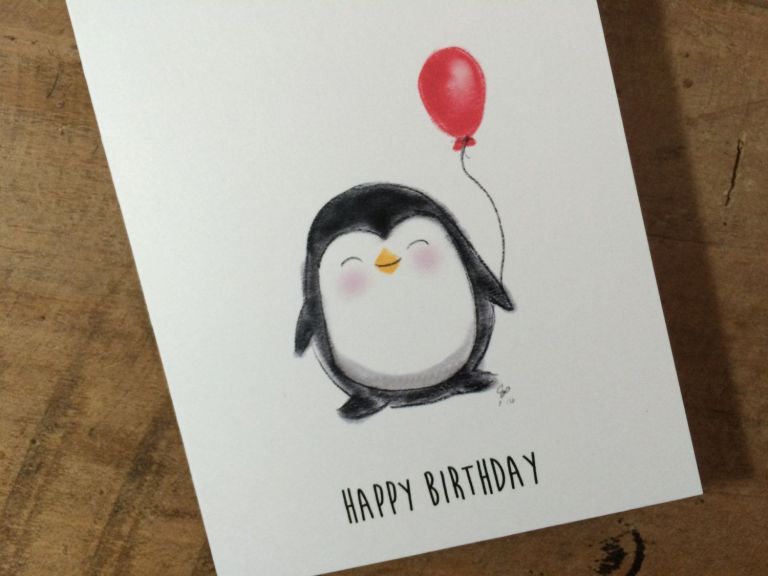 Penguin Papercraft Penguin Birthday Card Penguin Card Made On Recycled ...