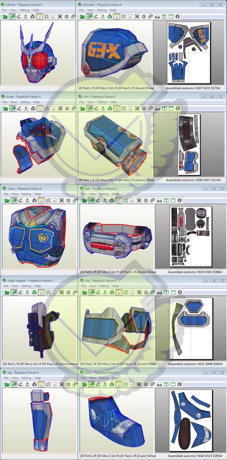 Power Rangers Papercraft Kamen Rider G3x Costume Template Pattern 9448
