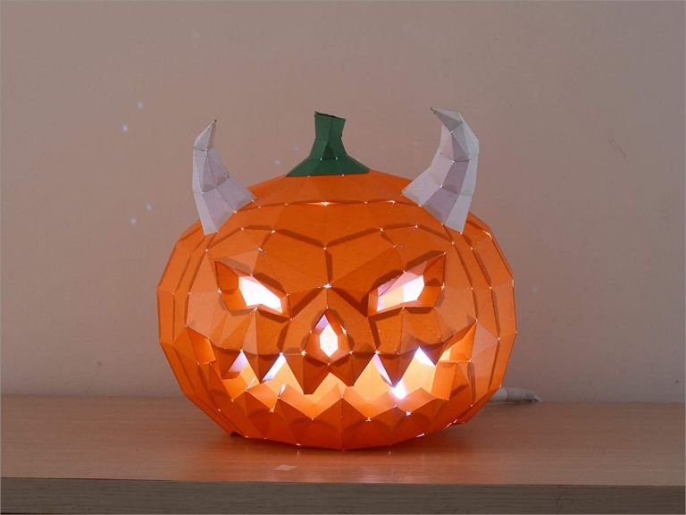 Pumpkin Papercraft Halloween Pumpkin Diy Papercraft Lamp Kit ...