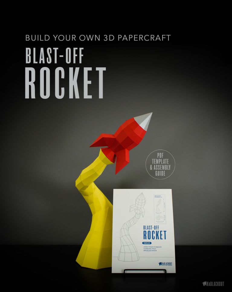 Rocket Papercraft Low Poly Papercraft Rocket Paper Rocket Desk Decor ...